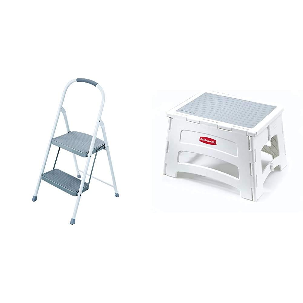 Rubbermaid RMS-2 2-Step Steel Step Stool, 225-pound Capacity, White ...