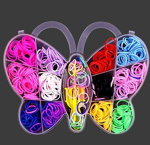 VINTAGER 12 Colored Loom Band Set with Butterfly Design Case, Loom ...