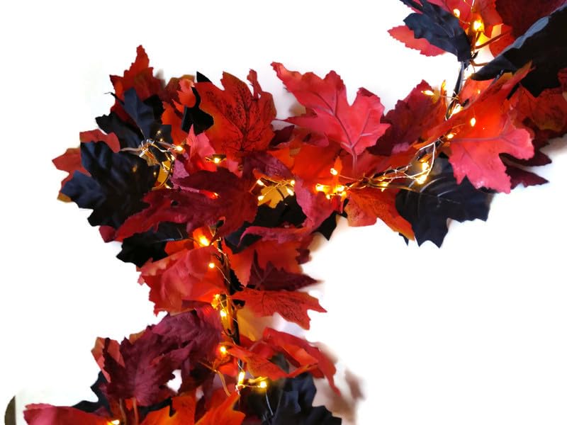 Amazon.com: Lighted Leaf Garland 6ft Length with Battery Powered Warm ...