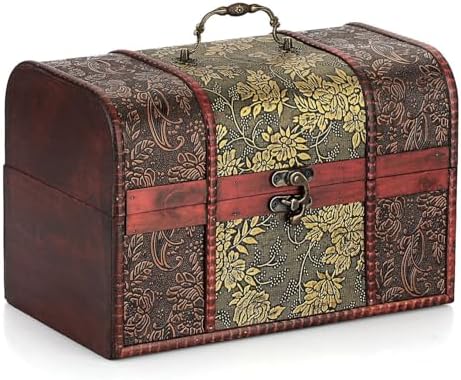 Amazon.com: ELLDOO Wooden Treasure Box, Vintage Treasure Chest Box for ...