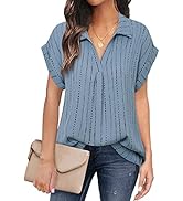 Messic Womens Dressy Casual Shirts: Short Sleeve V Neck Tshirts ...