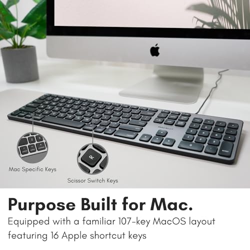 Buy Macally Backlit Mac Keyboard Wired - Quiet, Sleek, and Functional ...