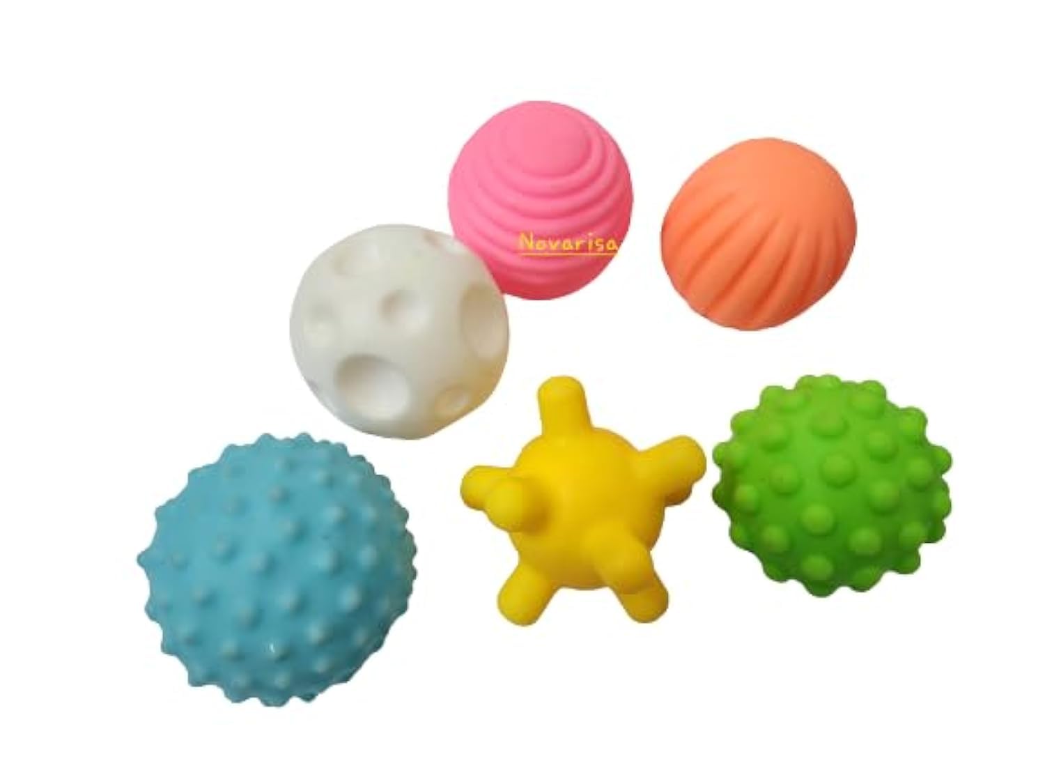 NOVARISA Sensory Balls Toys Pack of 6 | Colourful Squeaky Ball | Soft ...