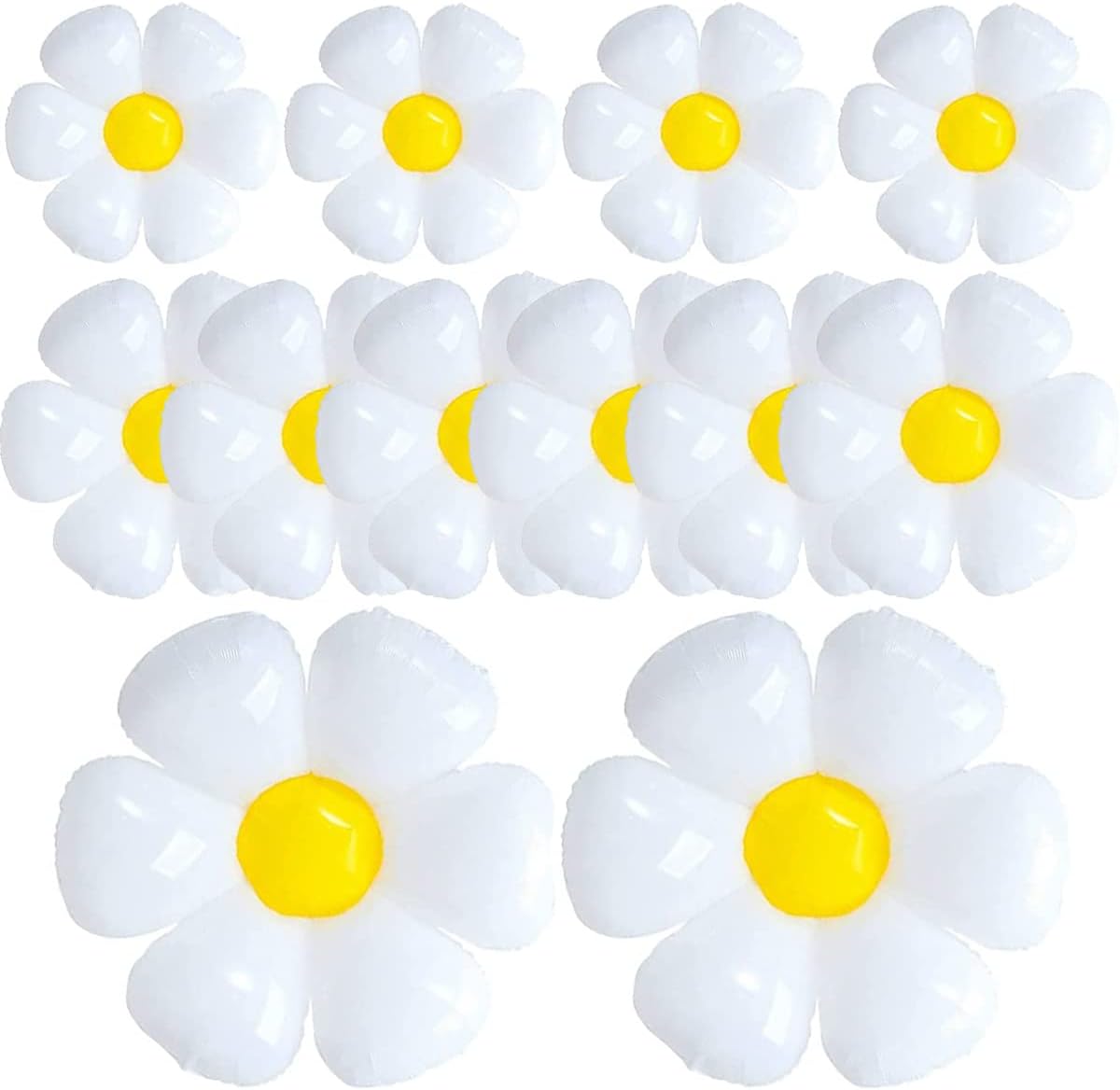 Amazon.com: 12 Pack Daisy Balloons, Huge White Daisy Flower Aluminum ...