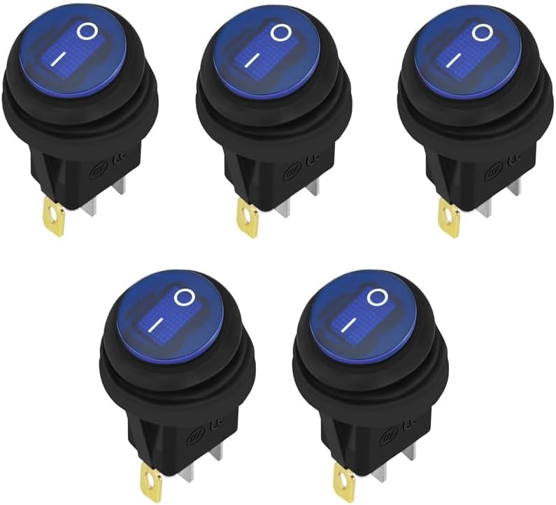 LALOCAPEYO 5PCS Round Toggle LED Switch 12V 20A 3-pin Car Truck Rocker ...