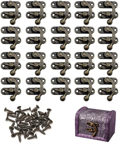 20Pcs Antique Right Latch Hook Mini Box Clasp Bronze Turn Button Latch ...