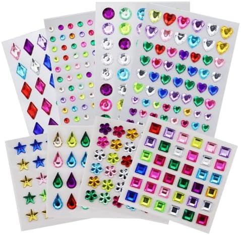 HXMJIED 8 Self Adhesive Jewels, Self-Adhesive Rhinestone Stickers, Self ...