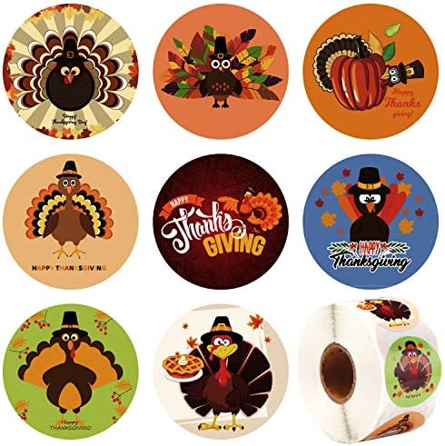 Amazon.com : Whaline 1000Pcs Thanksgiving Stickers Roll Cute Turkey ...