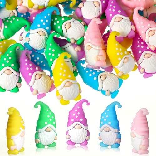 Amazon.com: uyakhom 120 Pcs Mini Gnomes Figures 10 Colors Rubber Tiny Gnomes Statues Small Gnome ...