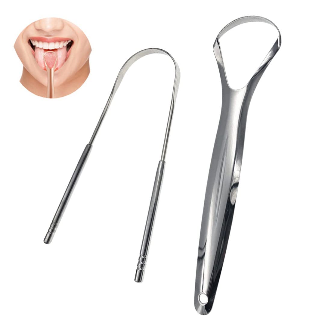 2 Stück Edelstahl Zungenreiniger Medizinischer Zungenschaber gegen ...