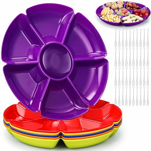 Amazon.com: Zhehao 6 Pcs Plastic Divided Serving Trays with 60 Pcs ...