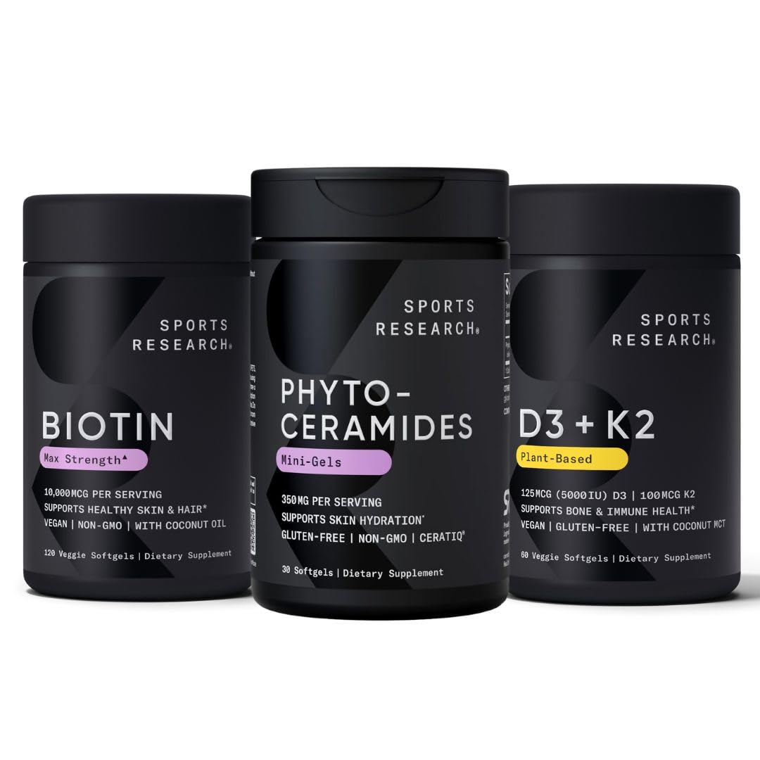 Amazon.com: Sports Research Vitamina D3 K2 con aceite de coco, biotina ...