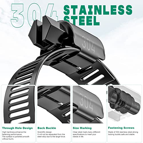 Snapklik.com : 10PCS 12 Black Hose Clamp,Adjustable 27-51mm Small Hose ...