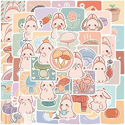 Amazon.com: 50Pcs Cartoon Rabbit Sticker, Waterproof Vinyl Decals Self ...