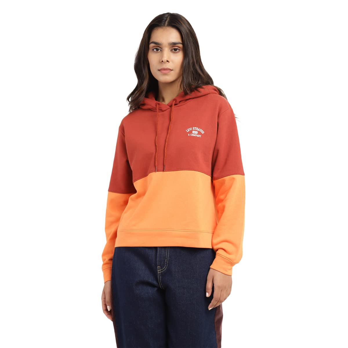 Buy Levi's Women's Cotton Neck Hooded Straight Sweatshirt (A4008-0000 ...