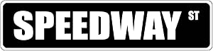 Amazon.com: Speedway Black Street Sign DECAL Sticker 8x2 : Tools & Home ...