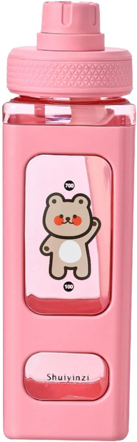 Clefairy Kawaii Water Bottle with Straw and Sticker, Kawaii Bear Water ...