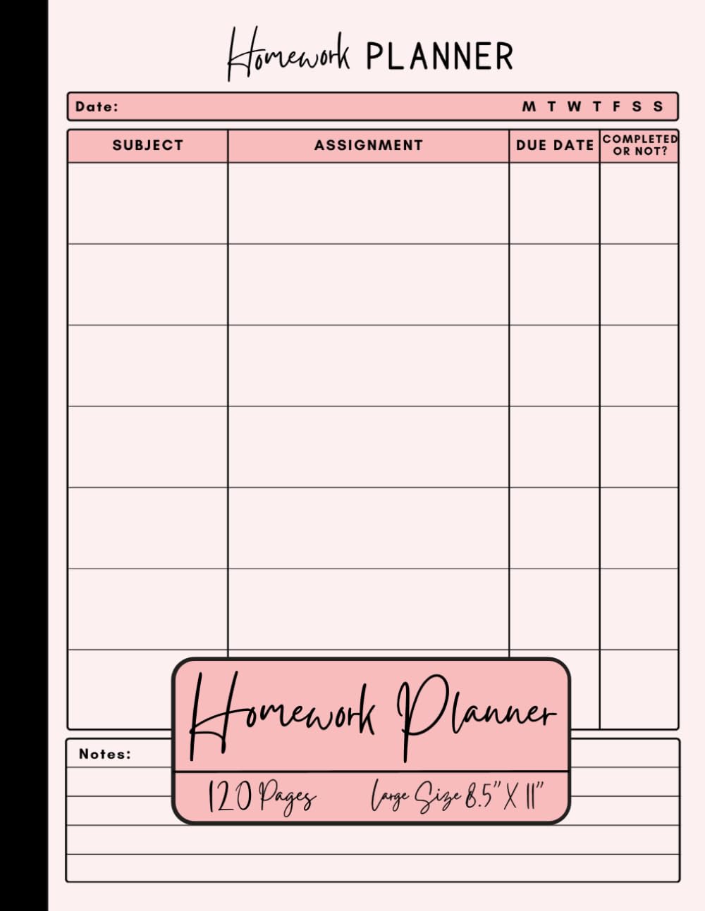 Homework Planner: An Undated Daily Assignment Tracking Notebook Perfect ...