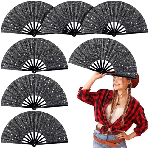 Amazon.com: BBTO 4 Pcs Clap Fans for Line Dancing UV Glow Large Folding ...