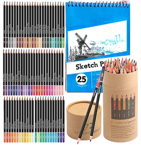 Corslet 76 Pc Colour Pencils for Adult with 25 Sheets A5 Sketch Book ...