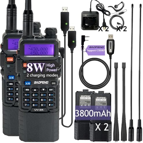 Amazon.com: BAOFENG UV-5R Ham Radios Long Range—8W Dual Band Rechargeable Walkie Talkie Portable ...