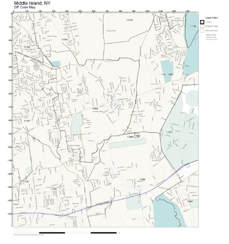 ZIP Code Wall Map of Middle Island, NY ZIP Code Map Not Laminated ...