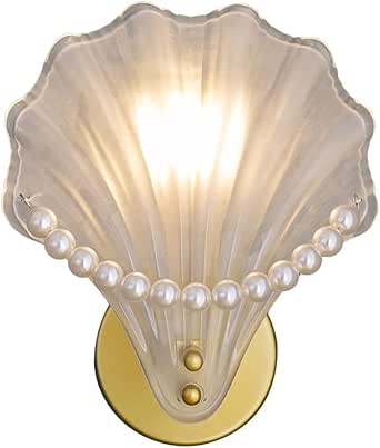 LumosPro Gold Sea Shell Wall Sconces with Pearl Decor - Frosted Glass ...