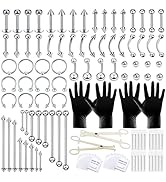 Amazon.com: TKKUY 80PCS Nose Piercing Kit: Stainless Steel Body ...