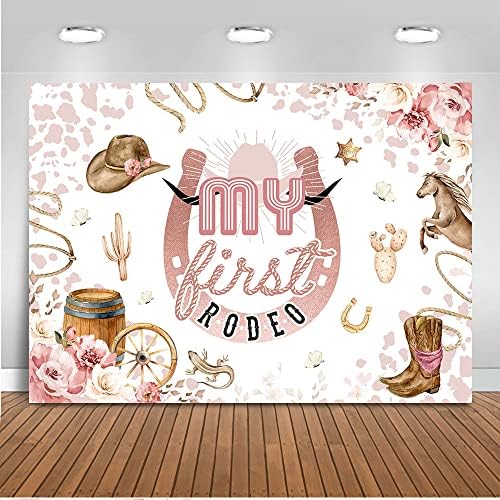 Amazon.com : Mocsicka First Rodeo Birthday Backdrop Cowgirl 1st First ...