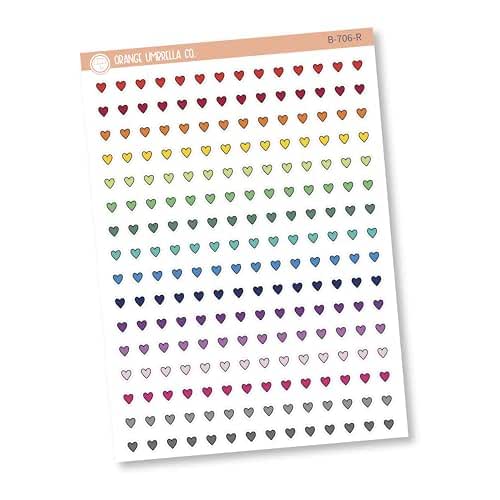 Amazon.com: Tiny Heart Planner Stickers | B-706 (Rainbow) : Arts ...