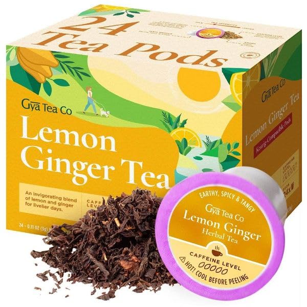 Amazon.com : Lemon Ginger Tea Pods for Keurig (24 ct) - Herbal Tea rich ...