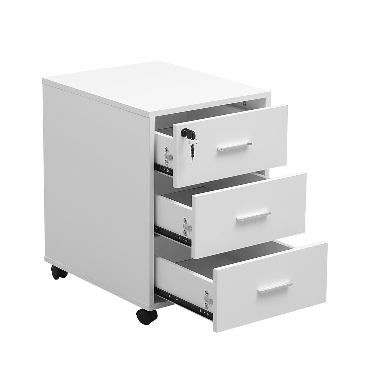 Homullel Office Drawers, Under Desk Pedestal Lockable 3-Drawers Office ...