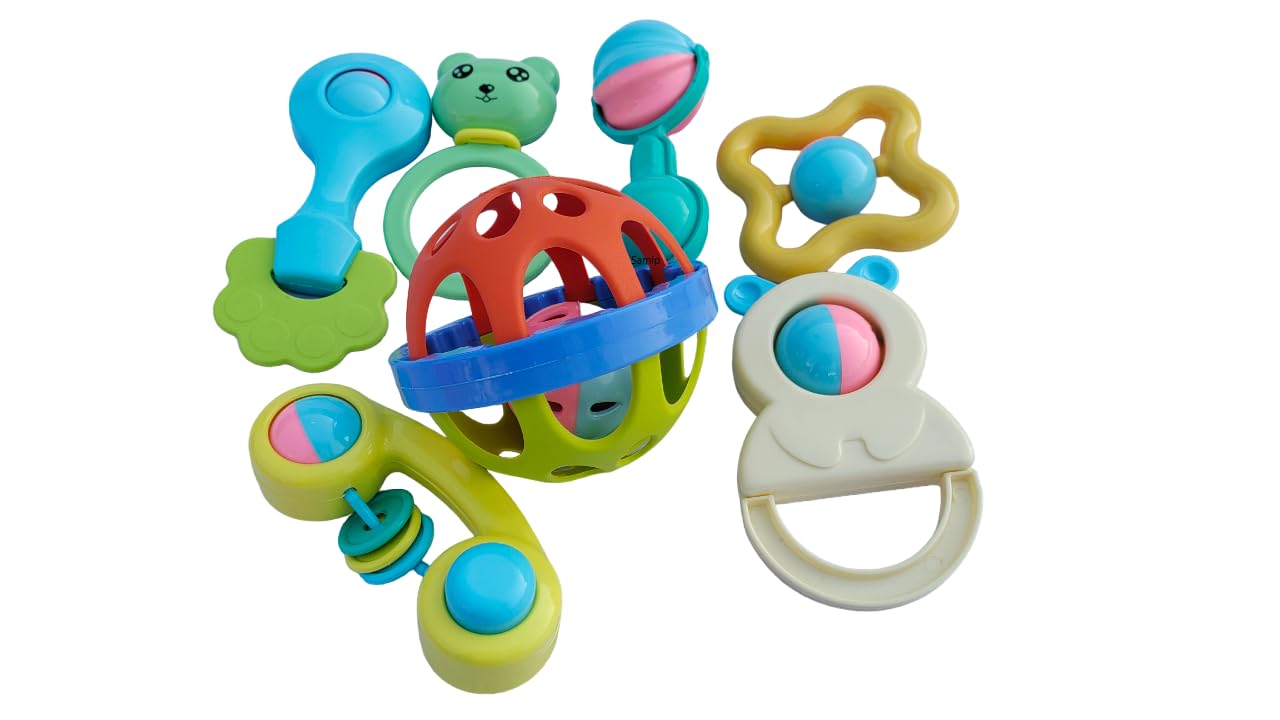 Samip Premium 7 pcs Rattle Ball Toys Combo for Babies Non-Toxic Plastic ...