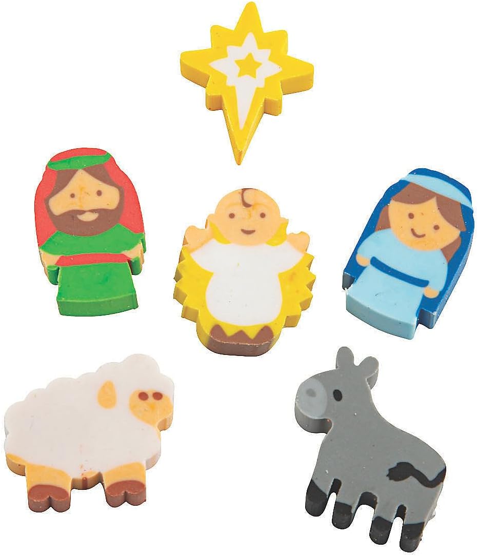 Amazon.com : ANGOLIO 60Pcs Christian Mini Cartoon Bulk Erasers Merry ...