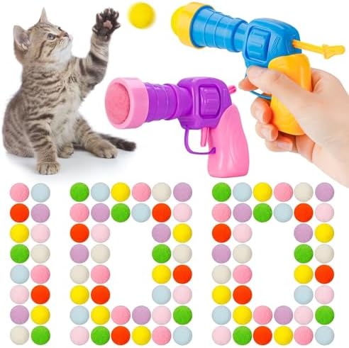 umorismo 2 Pieces Plush Ball Shooting Gun for Cats,Cat Ball Gun ...