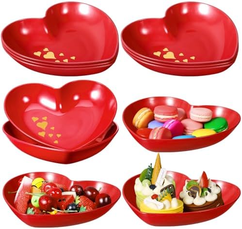 Amazon.com: Reallnaive 6 Pcs Valentine's Day Plates Heart Shaped ...