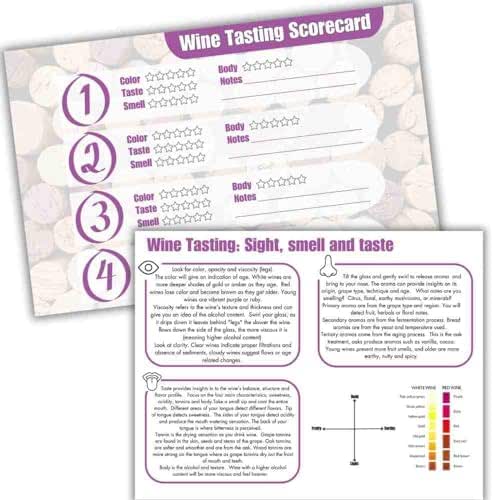 Amazon.com: Wine Tasting Scorecards & Guide - 25 Pack Blind Tasting Sheets for At-Home Wine ...