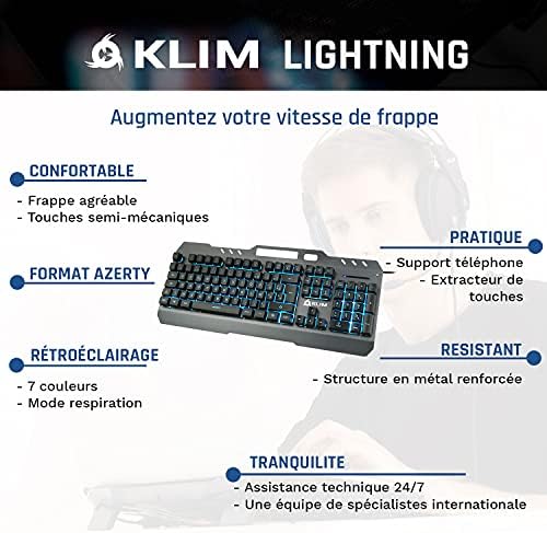KLIM Lightning NOUVEAUTÉ 2022 - Clavier Gamer Semi-Mécanique avec ...