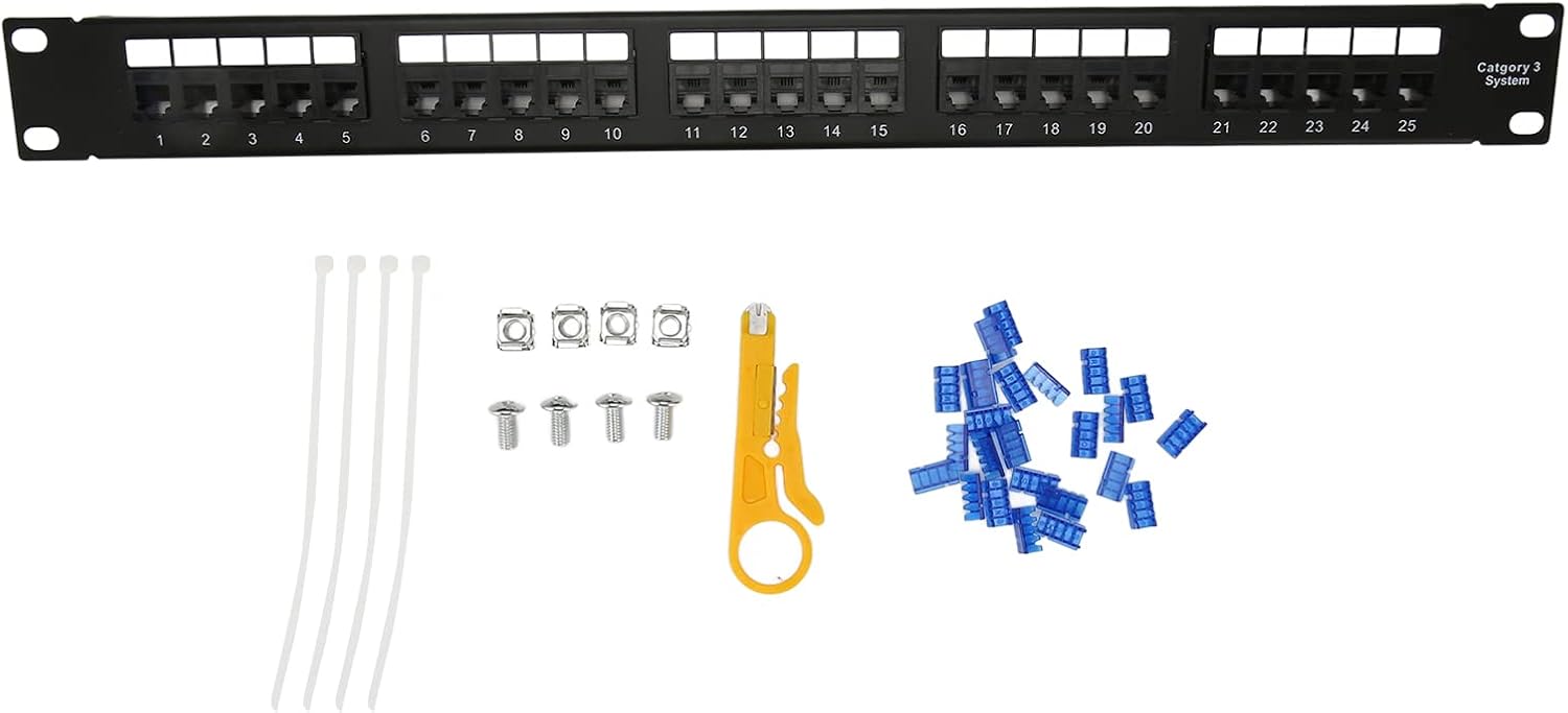 Amazon.com: 25 Port Patch Panel CAT3, 4pin RJ11 Network Patch Panel ...