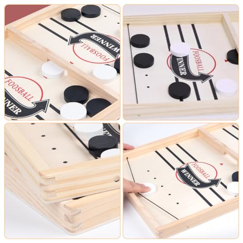 Wooden Sling Puck Game, In for a Penny Board Game, 2-in-1 Table Hockey ...
