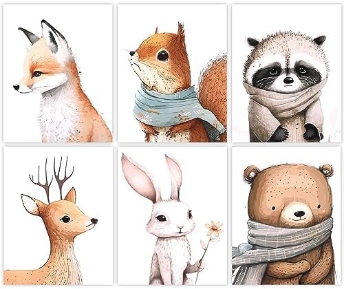 Designs by Maria Inc. Set of 6 UNFRAMED Floral Crown Animal Posters ...