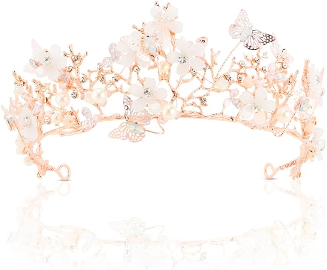 Amazon.com: 1 Pack Bride Wedding Butterfly Flower Crowns and Tiaras ...