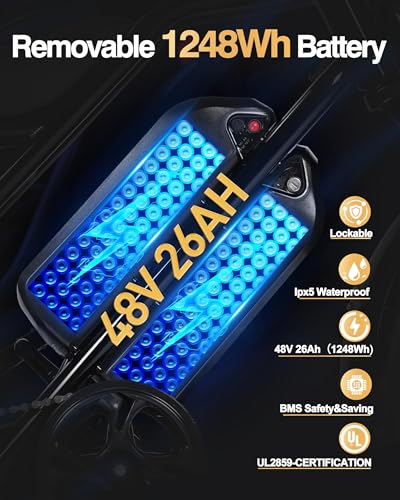 Qlife Electric Bike for Adults - 1500W Peak Motor,1248Wh Removable Dual ...