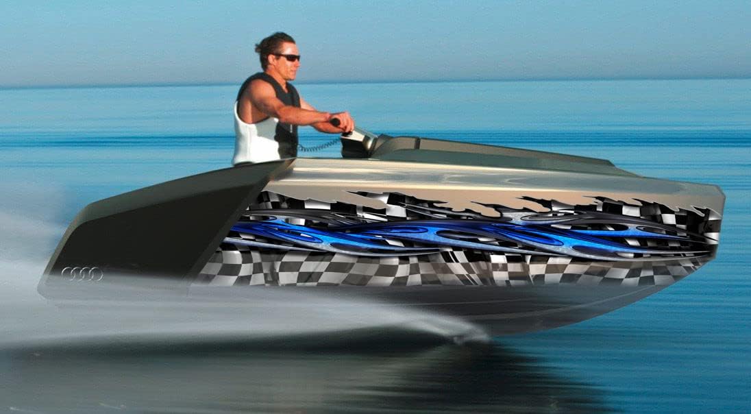 Amazon.com: Checkered Flag Yacht 3D Graphic Sticker, Checkered Flag ...