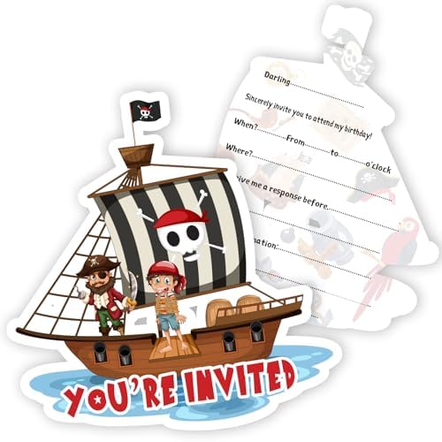 Pirate Ship Adventures Invitation Cards - Skull Birthday Party ...