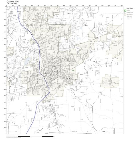 Amazon.com : ZIP Code Wall Map of Canton, OH ZIP Code Map Not Laminated ...