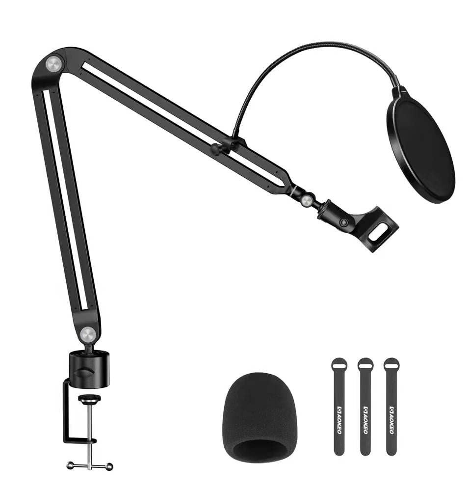 Snapklik.com : Aokeo Microphone Stand Desk Adjustable Compact ...