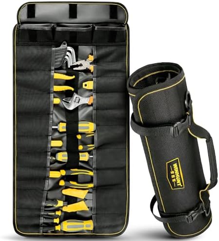 HAUTMEC 32-Pocket Tool Roll Bag, Water-Resistant Roll Up Tool Bag ...