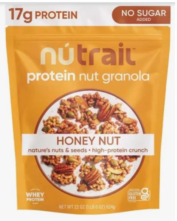 Amazon.com: Nut-Traile Honey Nut Protein nut Granola, No Sugar Added, 22 oz