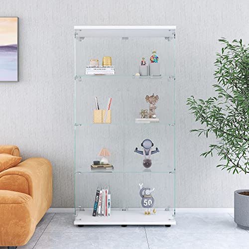 Buy Goujxcy 4-Shelf Glass Display Cabinet with Double Doors, 64 ...